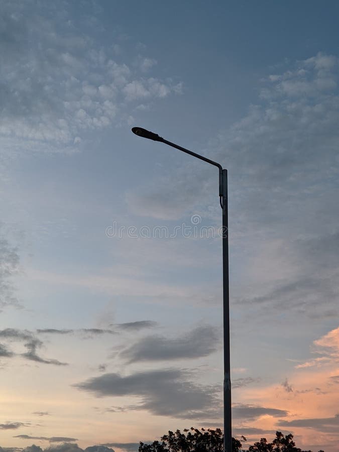 Solar Panel Lamp Post in the Afternoon Stock Photo - Image of post ...