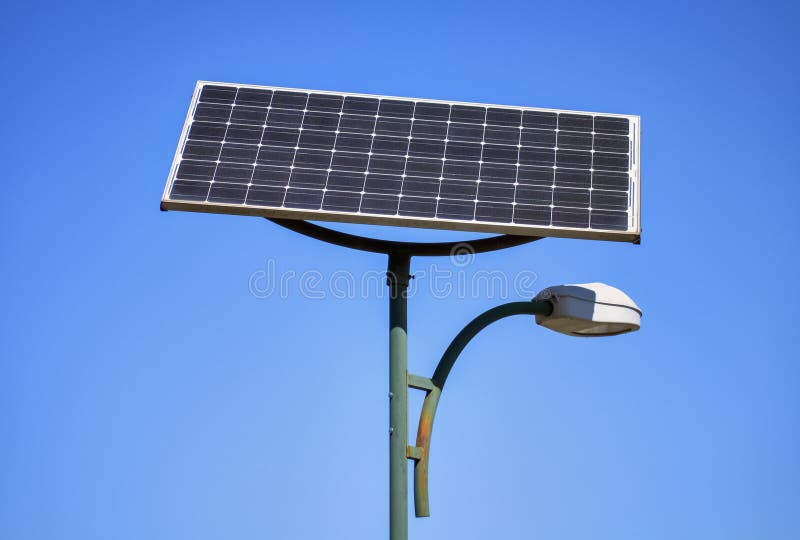 Solar panel and lamp stock image. Image of electrical - 142721345