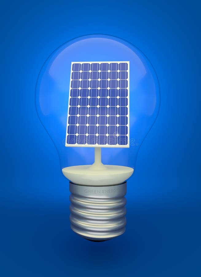 Solar panel in light bulb stock photo. Image of fuel - 40091998