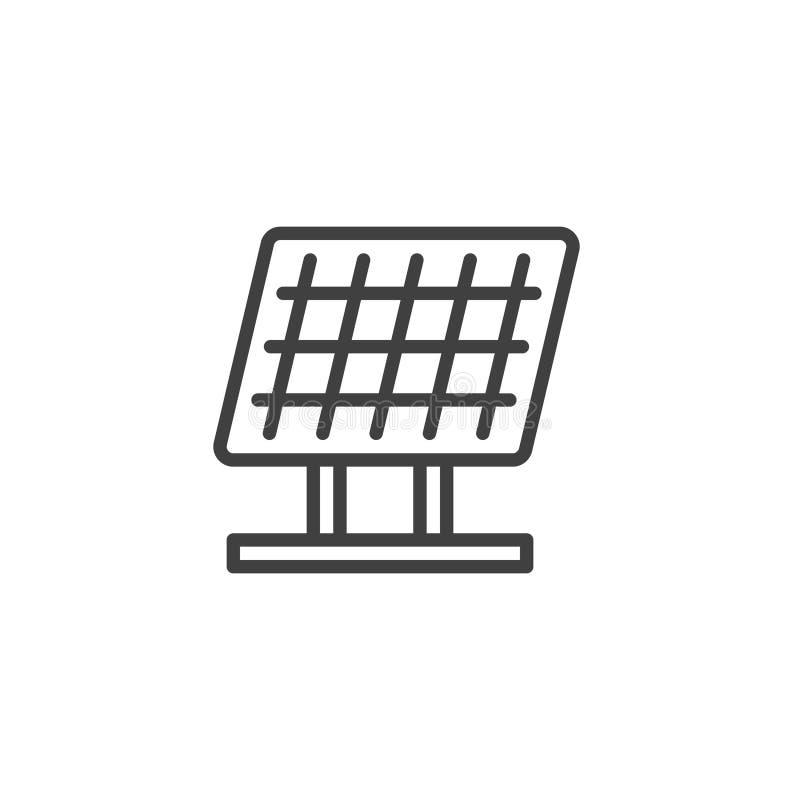 Solar panel line icon stock illustration. Illustration of battery ...