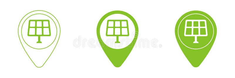 Solar Panel Location Icons Set Stock Illustration - Illustration of ...