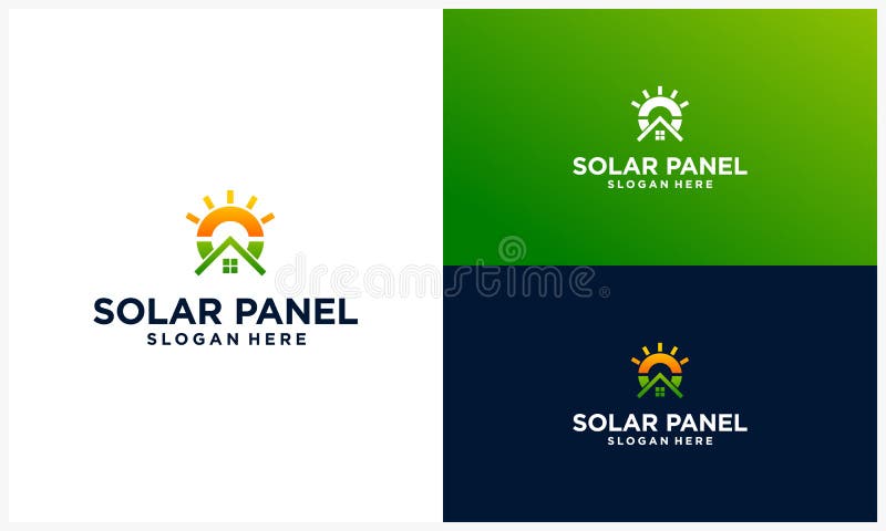 Solar Panel Logo with House Concept, Solar Energy Logo Template Stock ...