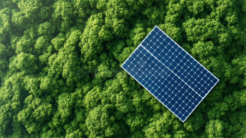 Solar Panel in Lush Green Forest Stock Illustration - Illustration of ...