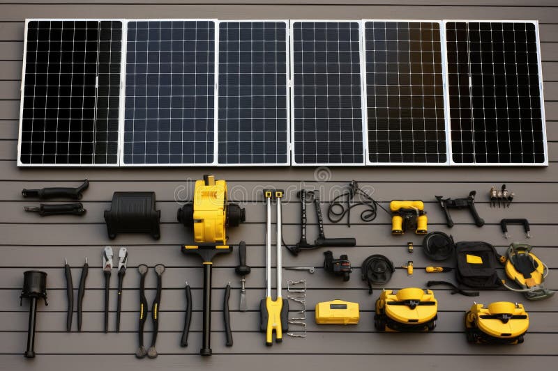 Solar Panel Maintenance Tools Arranged Neatly Stock Illustration ...