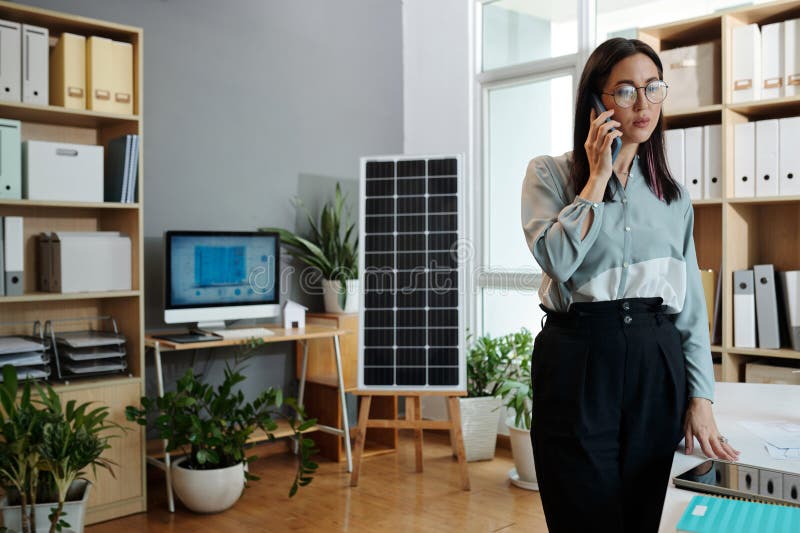 Solar Panel Manufacture Manager Stock Photo - Image of modern, talking ...