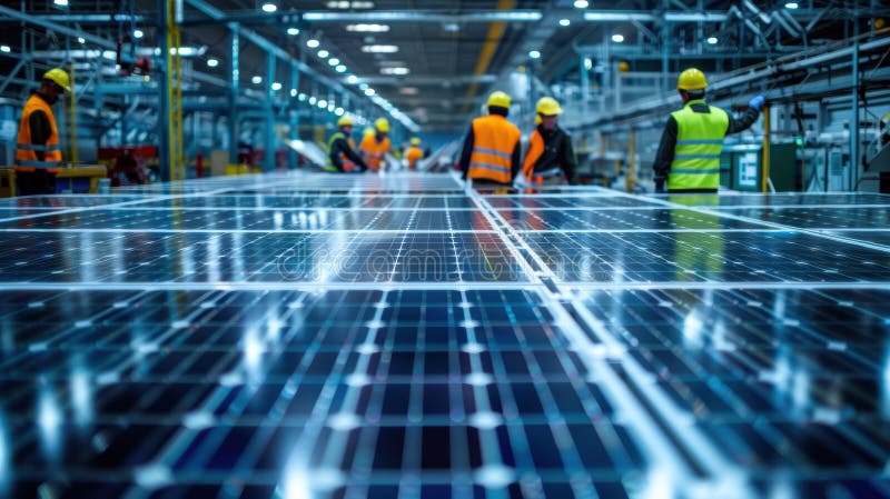 Solar Panel Manufacturing Plant with Diverse Workers Ensuring Quality ...