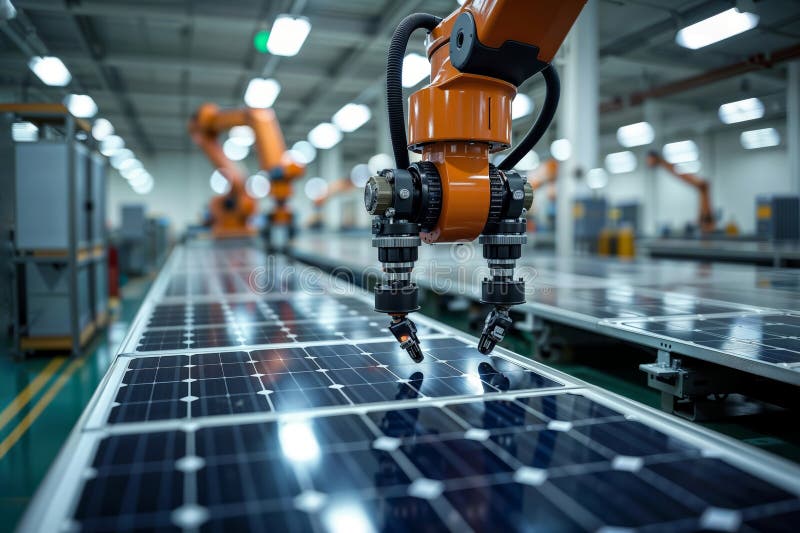 Robotic Arm Assembles Solar Panels in High-Tech Factory, Generative Ai ...