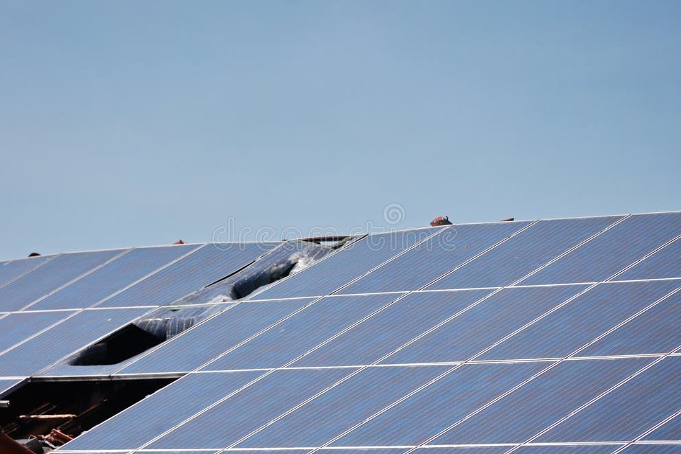 A Solar Panel is Missing a Piece Stock Image - Image of commercial ...