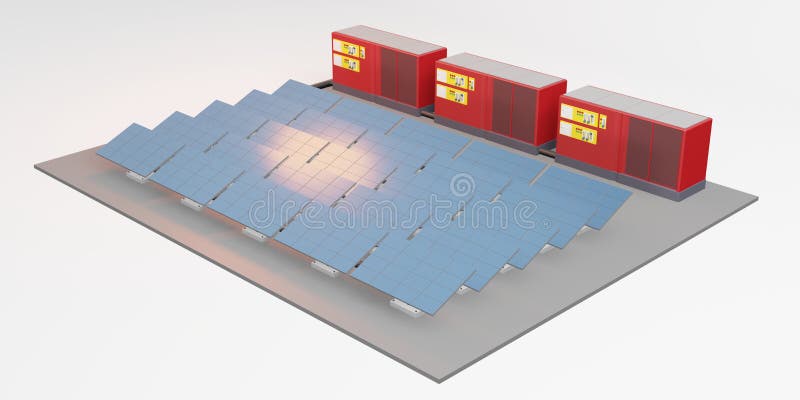 Solar Panel Mockup of Electric Storage Center Solar Energy 3d ...