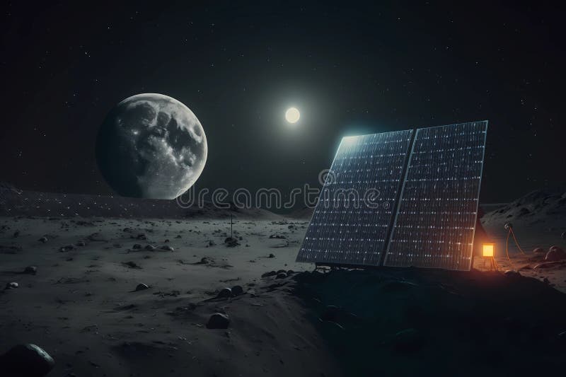 Solar Panel on the Moon Lunar. Eco Environmental Solution for Global ...