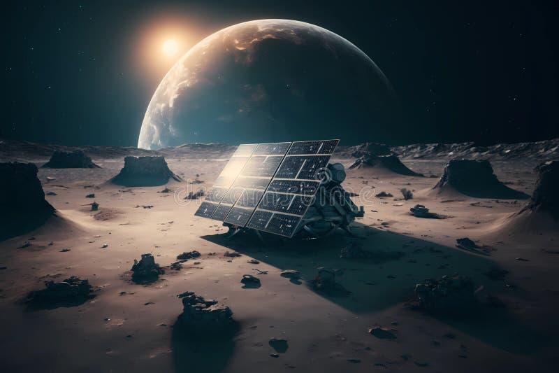 Solar Panel on the Moon Lunar. Eco Environmental Solution for Global ...