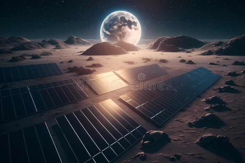 Solar Panel on the Moon Lunar. Eco Environmental Solution for Global ...
