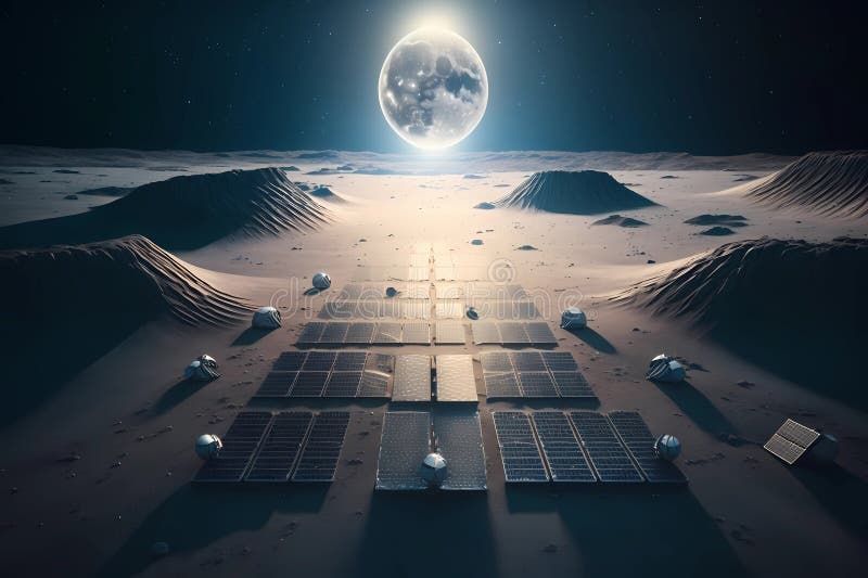 Solar Panel on the Moon Lunar. Eco Environmental Solution for Global ...
