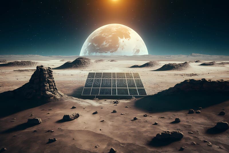 Solar Panel on the Moon Lunar. Eco Environmental Solution for Global ...