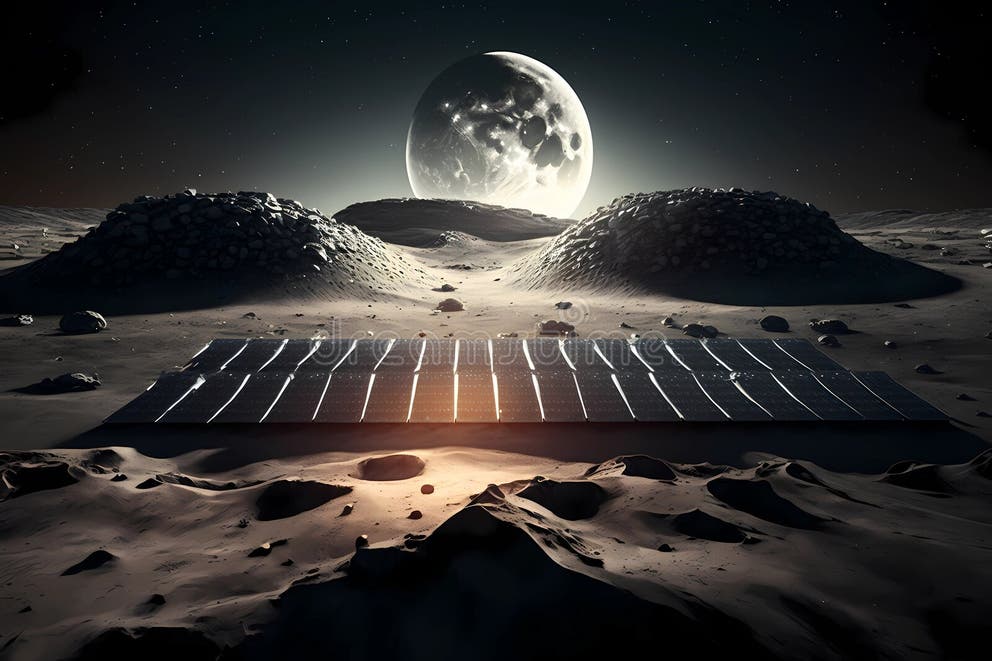 Solar Panel on the Moon Lunar. Eco Environmental Solution for Global ...