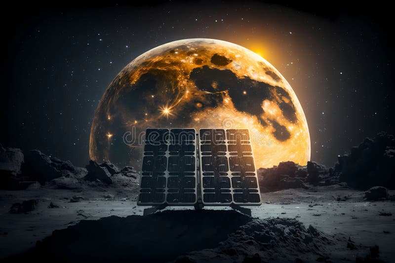 Solar Panel on the Moon Lunar. Eco Environmental Solution for Global ...