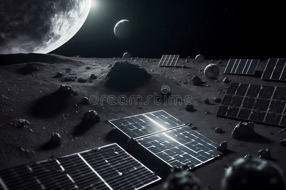 Solar Panel on the Moon Lunar. Eco Environmental Solution for Global ...