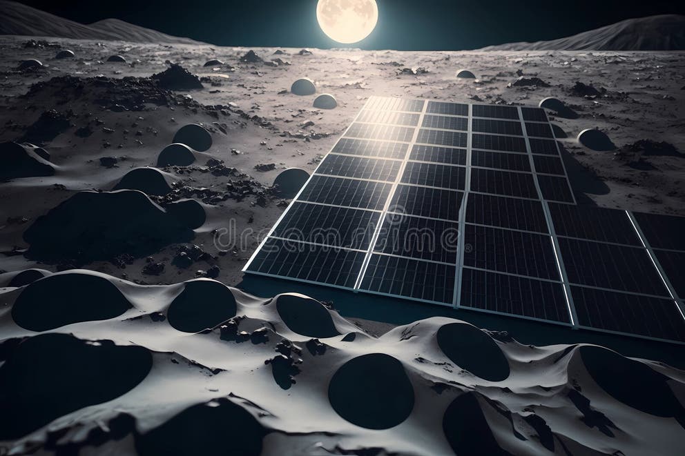 Solar Panel on the Moon Lunar. Eco Environmental Solution for Global ...