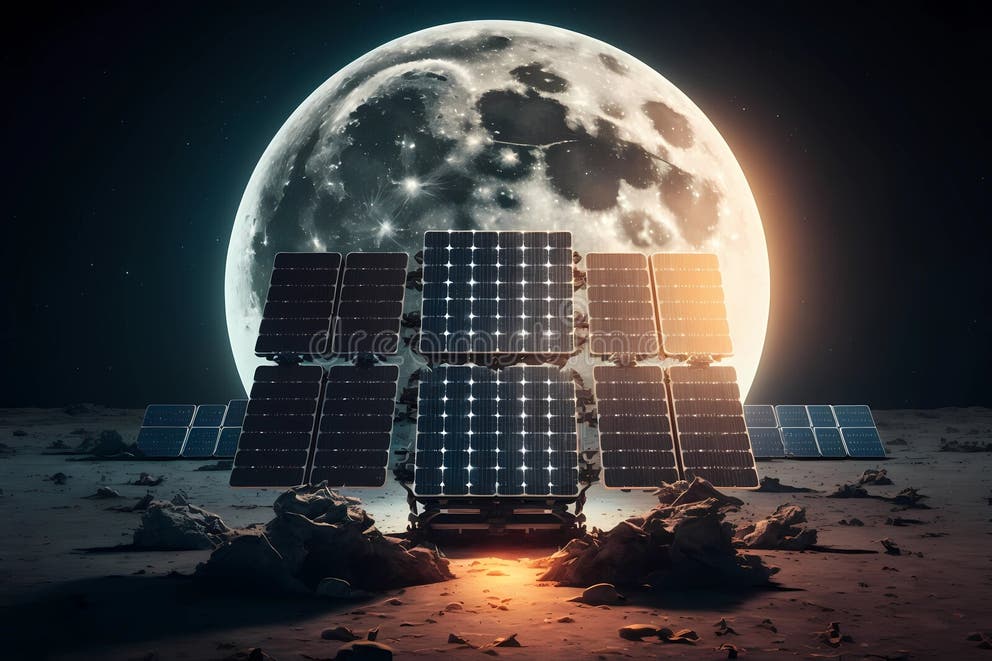 Solar Panel on the Moon Lunar. Eco Environmental Solution for Global ...