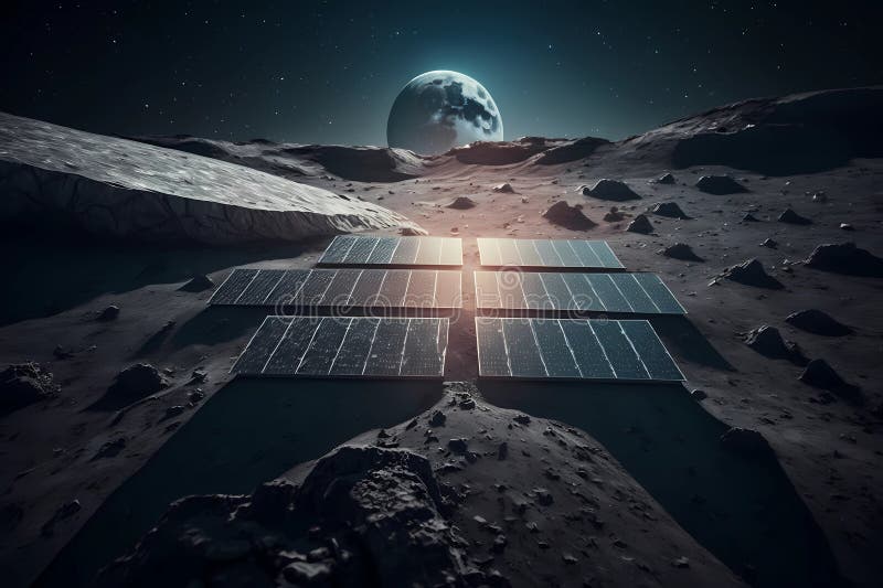 Solar Panel on the Moon Lunar. Eco Environmental Solution for Global ...