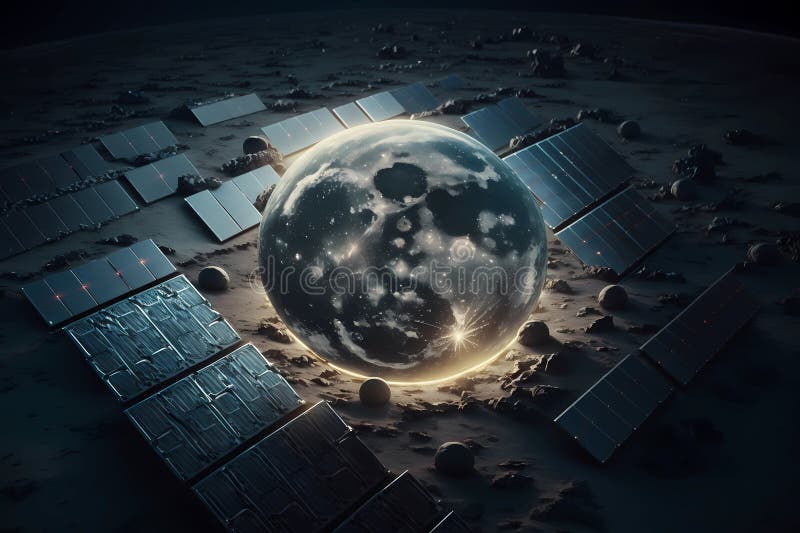 Solar Panel on the Moon Lunar. Eco Environmental Solution for Global ...
