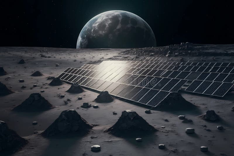 Solar Panel on the Moon Lunar. Eco Environmental Solution for Global ...