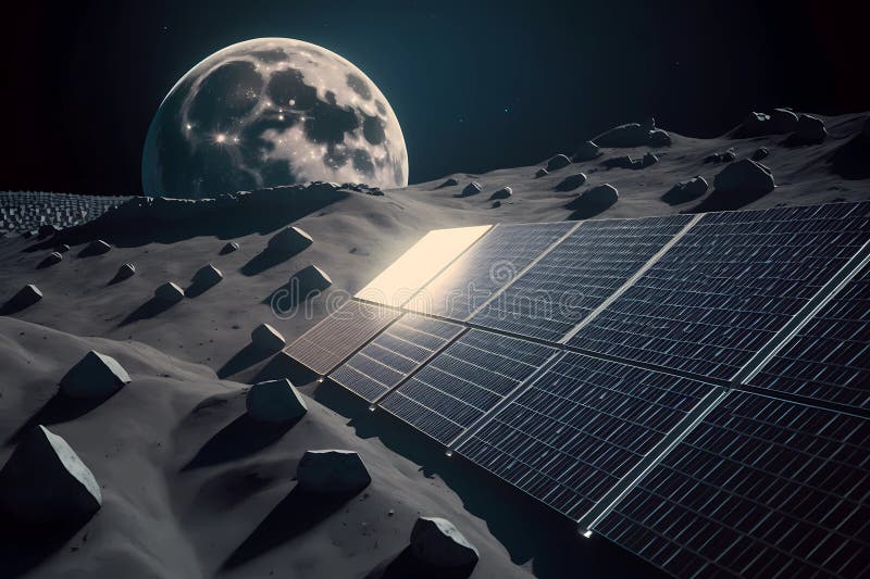Solar Panel on the Moon Lunar. Eco Environmental Solution for Global ...