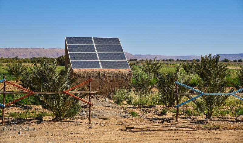 Solar Panel in Morocco, Africa Stock Image - Image of green, atlas ...