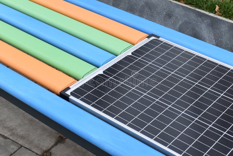 Solar Panel Mounted in a Bench Where People Sit, Modern Stock Image ...