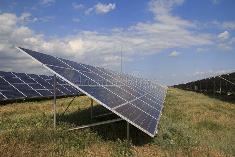 Solar Panel in Nature Landscape Stock Photo - Image of ecology, panel ...