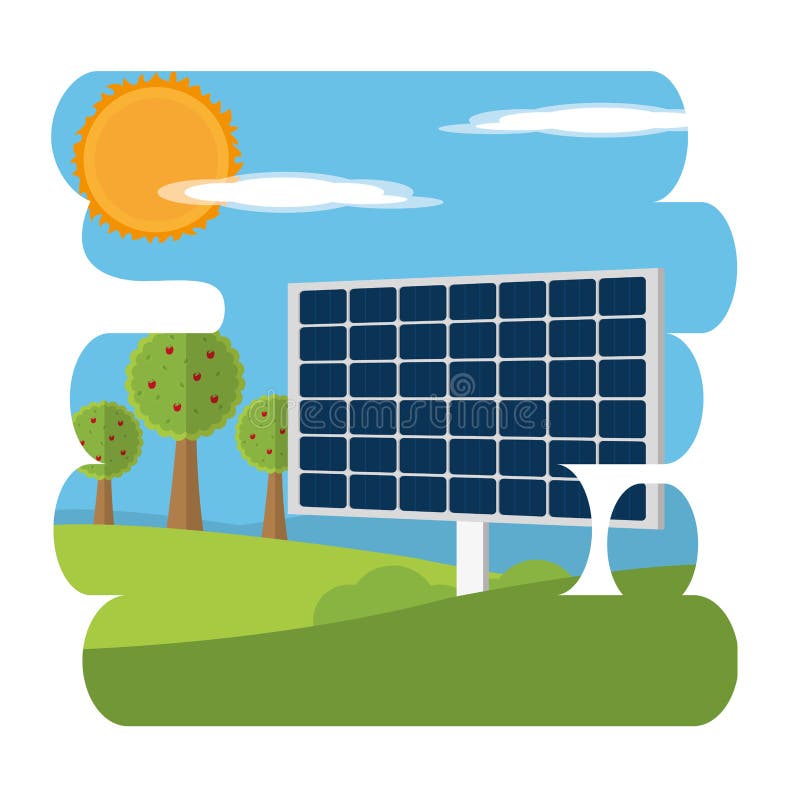 Solar panel on nature stock vector. Illustration of nature - 112302762