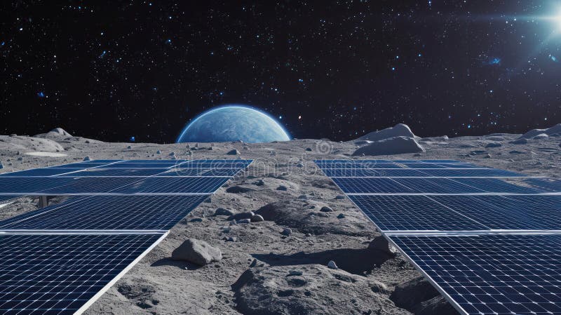 Solar Panel Farm on Other Planet Surface. Stock Photo - Image of modern ...