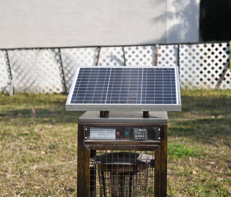 Solar panel in a park editorial photo. Image of bright - 242583481