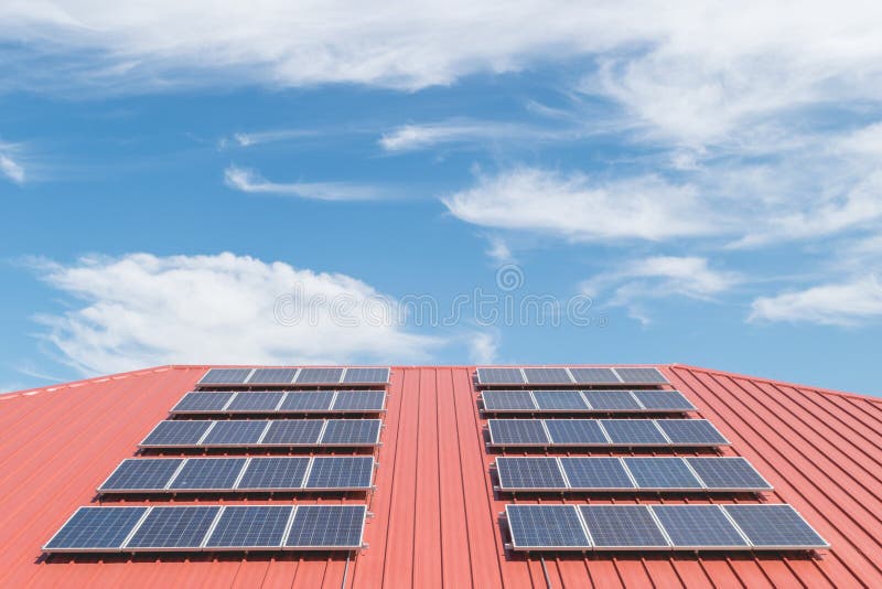 Solar Panel Pattern on Red Roof Tile. Stock Image - Image of home, farm ...