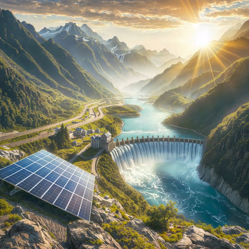 Cliffside Power: Solar Panel on a Mountain Cliff Overlooking a ...