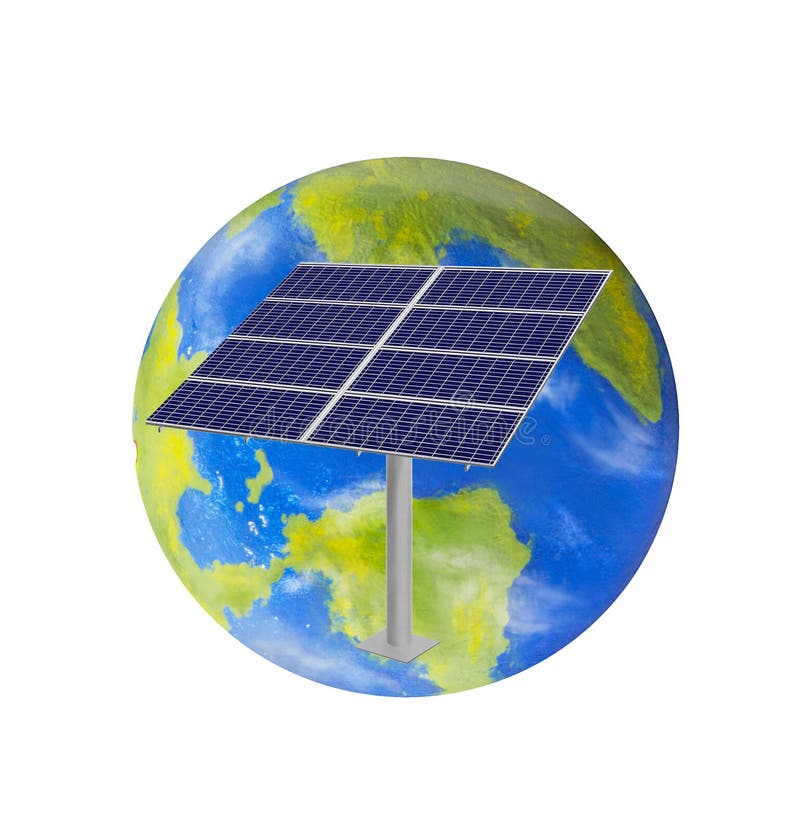 Solar Panel on Planet Earth Globe Stock Photo - Image of investment ...