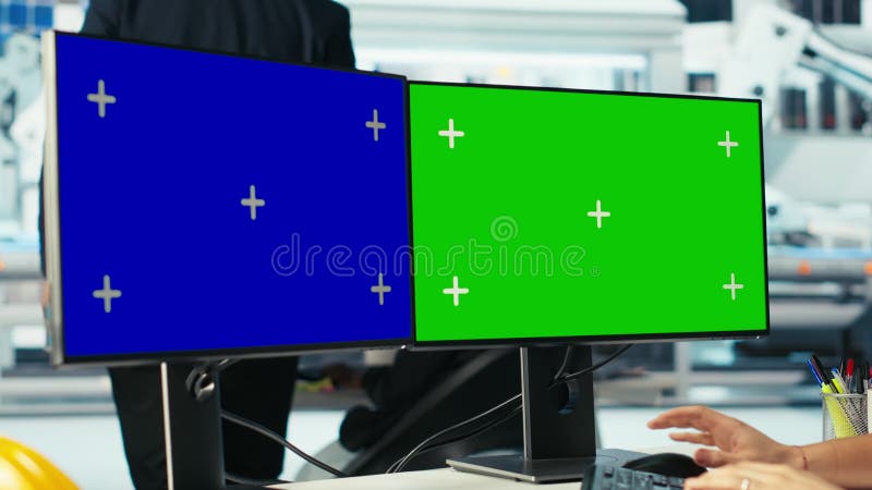 Man Researching New Photovoltaics Materials Using Chroma Key PC Stock ...