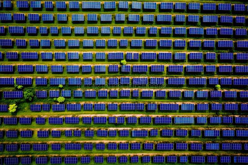 Solar panel plantation stock illustration. Illustration of architecture ...