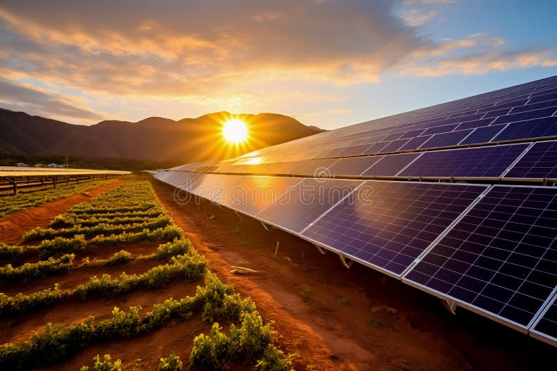 Solar panel plantation stock illustration. Illustration of electricity ...