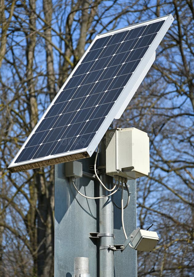 Solar panel on a pole stock image. Image of conservation - 176547197