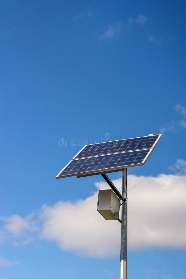 Solar Panel on the Post Produces Green, Environmentally Friendly Sun ...