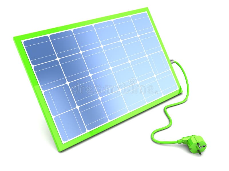 Solar Panel with Power Cable Stock Illustration - Illustration of ...