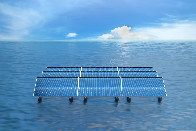 Solar Panel Produce Clean Energy in Ocean Stock Photo - Image of ...