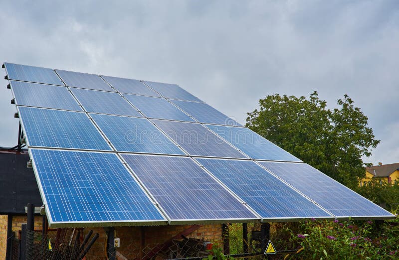 The Solar Panel Generates Green Electricity Stock Image - Image of cell ...