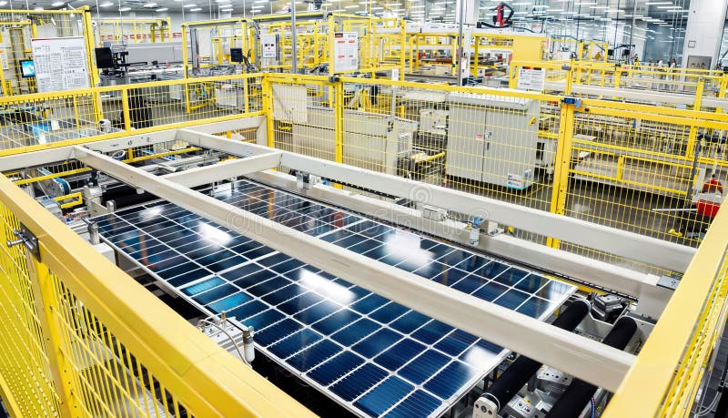 Solar Panel Production Line in a Factory. Solar Panel Production Line ...