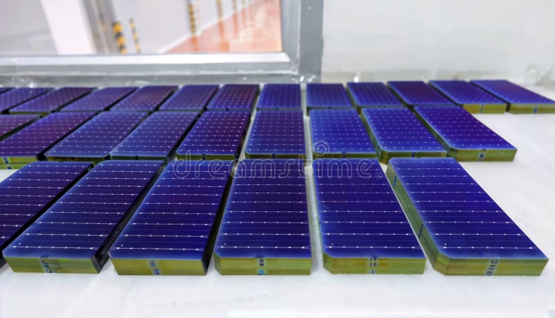 Solar Panel in the Production Line. Photovoltaic Modules for Electric ...