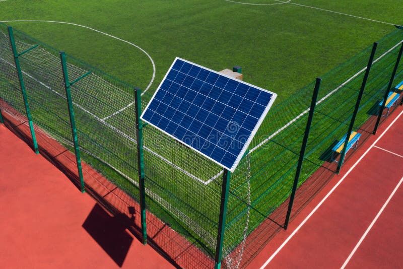 Solar Panel on the Rack. the Panel is Located on the Sports Field ...