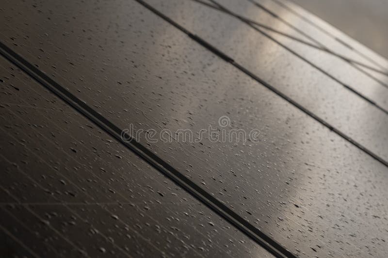 Solar Panel with Rain Drops on it. Solar Panel in Rain Stock Image ...