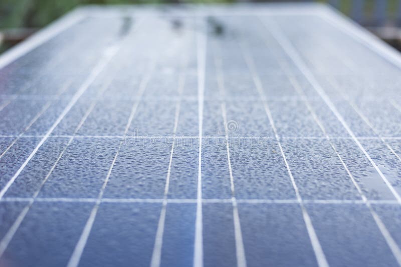 Solar Panel with Rain Drops on a Nano Coating. Renewable Energy from ...