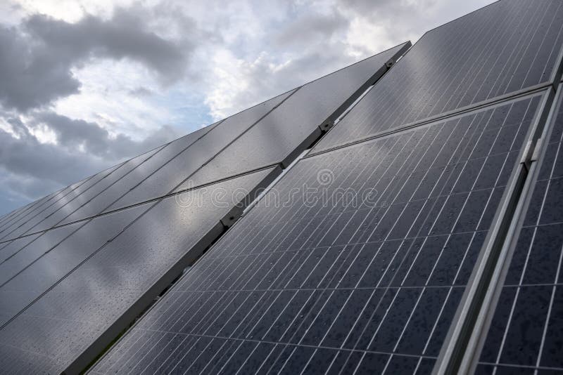 Solar Panel with Rain Drops on it. Solar Panel in Rain. Stock Image ...